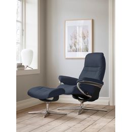 Fu&szlig;hocker stressless, B:57cm H:42cm T:40cm, blau, Leder PALOMA: PALOMA ist ein durchgef&auml;rbtes Semianilin-M&ouml;belleder mit nat&uuml;rlicher Narbung., Garten,