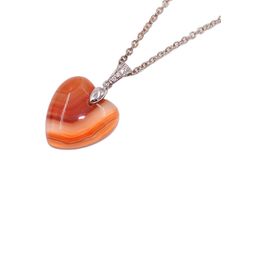 Firetti Damen Kette mit Anh&auml;nger "Schmuck Geschenk, Achat Herz", Edelstahl Silber 925 (Sterlingsilber), L: 50 B: 2mm, orange, Edelstahl, Silber 925