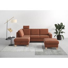 Ecksofa Home Affaire, B:236cm H:91cm T:170cm, rosa, 95% Polyester, 5% Polyamid, Wohnzimmer, Sofas, "Summer L-Form", mit Ottomane, wahlweise mit