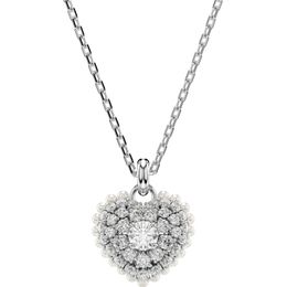 Swarovski Damen Kette mit Anh&auml;nger "Idyllia E Heart Herz", Metall Perlen, L: 45, silber, Metall, Perlen, Halsketten, mit Swarovski Kristall - mit