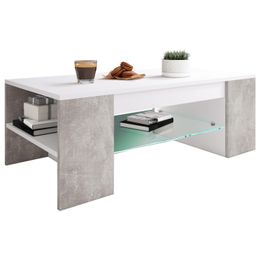 Couchtisch Vcm, B:100cm T:50cm, grau, Wohnzimmer, Tische, "Holz Sofatisch Couchtisch Schublade Glas Tunas"