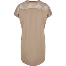 Urban Classics Damen Shirtkleid "Urban Classics Damen Ladies Lace Tee Dress"softtaupe, Gr. M, unifarben, 95% Baumwolle, 5% Elasthan, Kleider