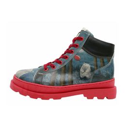 DOGO Damen Winterboots "Adriana Bear With A Balloon Damen Stiefeletten", Gr. 36, blau, Lederimitat, Schuhe, Handgefertigt