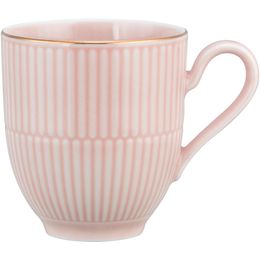 Seltmann Weiden Becher "Amina", &Oslash; 12cm x 9,6cm, 360ml, 1rosa, wei&szlig;, gold, Trinkgef&auml;&szlig;e, Kaffeebecher, Tasse, mit Relief und edler Goldumrandung