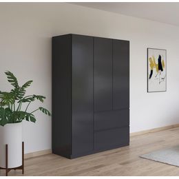 Dreht&uuml;renschrank Rauch, B:136cm H:197cm T:54cmgraumetallic, eingriffe graumetallic, Holzwerkstoff, Schr&auml;nke, "Kleiderschrank Schrank Garderobe COSTA