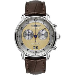 Zeppelin Herren Chronograph "Friedrichshafen Big Date", braun, Armbanduhren, Armbanduhr, Herrenuhr, Made in Germany, analog, Tag, Stoppfunktion