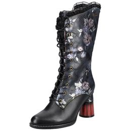 Laura Vita Damen High-Heel-Stiefel "Laura Vita Stiefel Leder/Textil", Gr. 36, schwarz, Leder, Textil, Schuhe