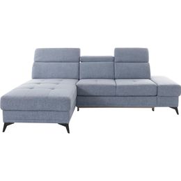 Ecksofa Home Affaire, B:246cm H:83cm T:173cm, blau, Webstoff (100% Polyester);Luxus-Microfaser Paris (90% Polyester/10% Polyamid);Struktur fein (100%