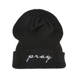 MisterTee Beanie "MisterTee Unisex Pray Embroidery Beanie"schwarz, wei&szlig;, Kunstfaser, M&uuml;tzen