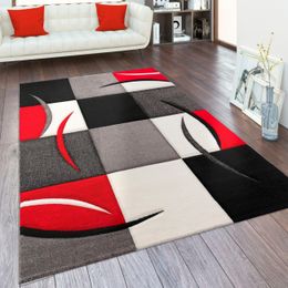 Teppich Paco Home, B:240cm H:17mm L:330cm, rot, Polypropylen (PP), Wohnzimmer, Teppiche, "Diamond 665", Karo Muster, 3D-Design, auch als L&auml;ufer,