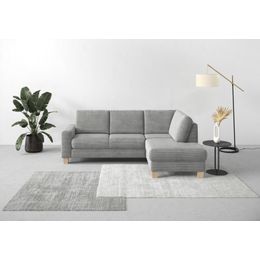 Ecksofa Home Affaire, B:236cm H:91cm T:170cm, silber, 100% Polyester, Wohnzimmer, Sofas, "Summer L-Form", mit Ottomane, wahlweise mit Bettfunktion