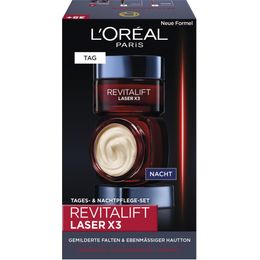 L'Or&eacute;al L'OR&Eacute;AL PARIS Damen Gesichtspflege-Set "REVITALIFT LASER X3 TAG & NACHT", rot, Hautpflegemittel, feuchtigkeitsspendend, mildert sichtbare Falten,