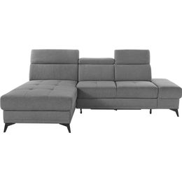 Ecksofa Home Affaire, B:246cm H:83cm T:173cm, grau, Webstoff (100% Polyester);Luxus-Microfaser Paris (90% Polyester/10% Polyamid);Struktur fein (100%