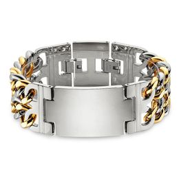 Bruno Banani Damen Edelstahlarmband "Schmuck Geschenk breites Armband mit Platte", 21cm, Edelstahlgelbgoldfarben, edelstahlfarben, Edelstahl,