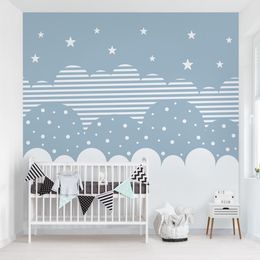 Bilderwelten Fototapete Himmel Digital Art Wandtapete blau - Wolken und Sterne - blau - Himmel Kinderzimmer Baby M&auml;dchen Jungen