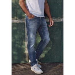 Street One MEN Herren Regular-fit-Jeansmid blau wash, Gr. 36, unifarben, Jeans, 97% Baumwolle, 3% Elasthan, Jeans, aus Baumwolle mit Stretchanteil