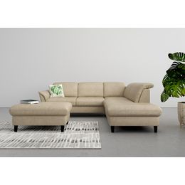 Sit & More Ecksofa SIT & MORE, B:261cm H:88cm T:224cm, beige, 100% Polyester, Wohnzimmer, Sofas, "Maggiore L-Form", wahlweise mit Kopfteilverstellung,