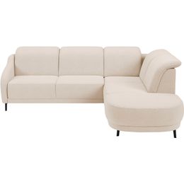 Sit & More Ecksofa SIT & MORE, B:258cm H:93cm T:249cm, beige, 100% Polyester, Wohnzimmer, Sofas, "Blues L-Form", wahlweise mit Klapptisch und USB