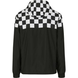 Urban Classics Herren Langmantel "Urban Classics Herren Check Pull Over Jacket", schwarz-wei&szlig;, Gr. M, 100% Polyester, M&auml;ntel