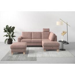 Ecksofa Home Affaire, B:236cm H:91cm T:170cm, rosa, 95% Polyester, 5% Polyamid, Wohnzimmer, Sofas, "Summer L-Form", mit Ottomane, wahlweise mit
