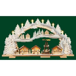 LED Schwibbogen "variabel, Weihnachtsmarkt beschneit", B/H/T: 44,5cm x 14cm x 73cmnatur, TIETZE ERZGEBIRGSDEGN, Schwibb&ouml;gen, 70x39x12,5 cm (BxHxT)