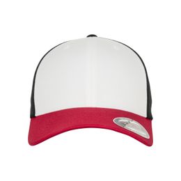 Flexfit Flex Cap "Flexfit Unisex 3-Tone Flexfit"rot, wei&szlig;, schwarz, Gr. S, 63% Polyester, 34% Baumwolle, 3% Elasthan, Caps