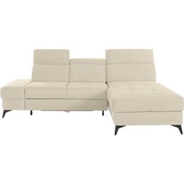 Ecksofa Home Affaire, B:246cm H:83cm T:173cm, beige, Webstoff (100% Polyester);Luxus-Microfaser Paris (90% Polyester/10% Polyamid);Struktur fein