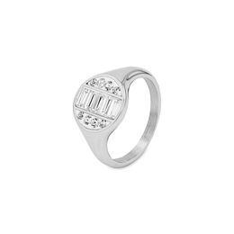 Tom Tailor Damen Ring aus Edelstahl - Stein Preciosa wei&szlig;, silber, Gr. 56/18