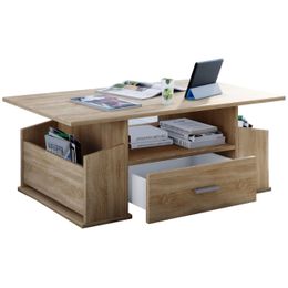 Couchtisch Vcm, B:110cm T:52cm, braun, Wohnzimmer, Tische, "Holz Sofatisch Couchtisch Schublade Junata"