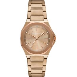 Armani Exchange Damen Quarzuhr, gold, Armbanduhren, Armbanduhr, Damenuhr, Edelstahlarmband, analog, Glassteine