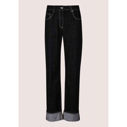 Madeleine Mode MADELEINE Damen Regular-fit-Jeans "Jeans Weite Jeans mit fixiertem Aufschlag", schwarz, Gr. 18, Obermaterial: 50% Baumwolle CO. 40% Lyocell CLY. 10%
