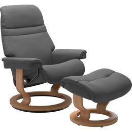 Fu&szlig;hocker stressless, B:57cm H:39cm T:40cm, grau, Leder BATICK: BATICK ist ein leicht korrigiertes, durchgef&auml;rbtes und genarbtes M&ouml;belleder, bei dem