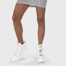 Buffalo Damen Schn&uuml;rboots "ASPHA NC MID", Gr. 38, wei&szlig;, Lederimitat, Schuhe, Plateauboots, Schn&uuml;rstiefelette, High Top Sneaker in monochromer Optik