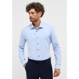Eterna Herren Langarmhemd "SLIM FIT", blau, Gr. 42, Twill, 46% Baumwolle, 8% Elasthan, 46% Polyester, Hemden, NON IRON (b&uuml;gelfrei)
