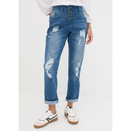 bonprix Boyfriend Jeans Mid Waist, blau, Gr.56, L&auml;ssige und bequeme Boyfriend-Jeans, 79% Baumwolle (organic)
