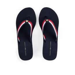 Tommy Hilfiger Damen Dianette "TH CORPORATE WEDGE BEACH SANDAL", Gr. 40, bunt, Textil, Schuhe, Keilabsatz, Sommerschuh, Zehentrenner mit gestreiften