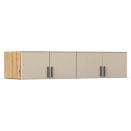 Aufsatzschrank Rauch, B:181cm H:39cm T:54cmeiche artisan, beige (champagner), griffstangen graumetallic, Holzwerkstoff, Schr&auml;nke, "Gamma", f&uuml;r eine