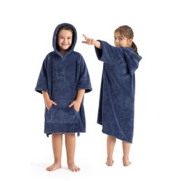 Badeponcho OTTO HOME, blau, Microfaser, Hausm&auml;ntel, "Lillou, f&uuml;r Kinder, ideal f&uuml;r Urlaub oder im Schwimmbad", weich und kuschelig, Fleece, pl&uuml;sch,