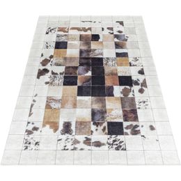 Teppich, B:120cm H:6mm L:170cm, wei&szlig;, Ayyildiz Teppiche, Polyester, Wohnzimmer, Teppiche, "FIESTA 4306", Pflegeleichtes Flachgewebe/ Moderner Fell
