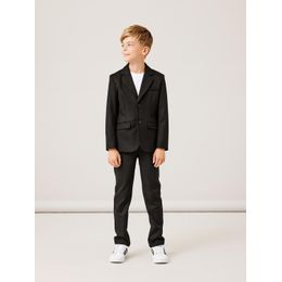 name it Jungen Sakko "NKMRIRAMEL BLAZER NOOS", schwarz, festlich, Gr. 134, unifarben, Web, Obermaterial: 64% Polyester, 32% Viskose, 4% Elasthan,