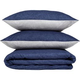 Bettw&auml;sche WOLKENFELD, blau, Flanell, Obermaterial: 100% Baumwolle, Bettw&auml;sche, "Wolkenfeld Flanell Winterbettw&auml;sche 135x200cm, 155x220cm &