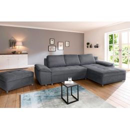 Ecksofa Home Affaire, B:270cm H:82cm T:90cm, grau, Struktur fein (95% Polyester, 5% Polyamid);Luxus-Microfaser ALTARA NUBUCK (100%
