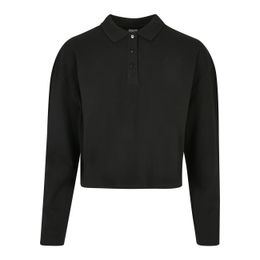 Urban Classics M&auml;dchen Poloshirt "Urban Classics Damen Ladies Short Oversized Polo Longsleeve"schwarz, Gr. XS, unifarben, 100% Baumwolle, Shirts