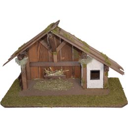 ALFRED KOLBE Krippe "Weihnachtsdeko", B:50cm H:32cm T:30cm, braun, Weihnachtskrippen, aus Holz, 50x30x32 cm, f&uuml;r Figuren bis 12 cm H&ouml;he