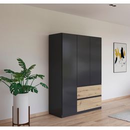 Dreht&uuml;renschrank Rauch, B:136cm H:197cm T:54cmgraumetallic, eiche artisan, eingriffe graumetallic, Holzwerkstoff, Schr&auml;nke, "Kleiderschrank Schrank