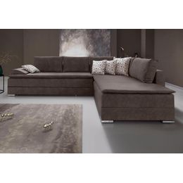 Ecksofa Home Affaire, B:324cm H:95cm T:218cm, grau, Struktur ( 100% Polyester);Luxus-Microfaser (100% Polyester), Wohnzimmer, Sofas, "Night & Day