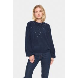 Saint Tropez Damen Strickpullover "BarbelSZ Pullover", blau, Gr. L, meliert, Strick, Obermaterial: 54% Polyester, 38% Polyamid, 5% Wolle, 3%