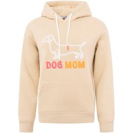 Zwillingsherz Damen Hoodie ""Dog Mom"", beige, Gr. XL, unifarben, Sweatware, Obermaterial: 50% Baumwolle, 50% Polyester, Sweatshirts, mit gesticktem