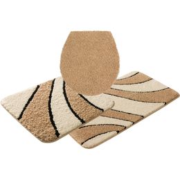 Badematte OTTO HOME, H:16mmsand, natur, Polyester, Badematten, "Anna, Badvorleger, Badezimmer Teppich", Badteppich, Hoch Tief Effekt, Modern, Weich,