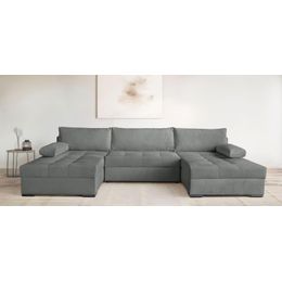Wohnlandschaft OTTO HOME, H:41cm T:161cmgrau, 100%Polyester, Sofas, "Home System U-Form, von B: 269-352 cm w&auml;hlbar, 6 Varianten zur Auswahl", mit